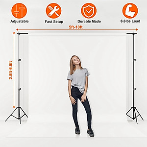 Backdrop Stand Photo Video Studio, 10Ft Wide Adjustable Backdrop Stand, Background Support System Kit with Clamps Carry Bag