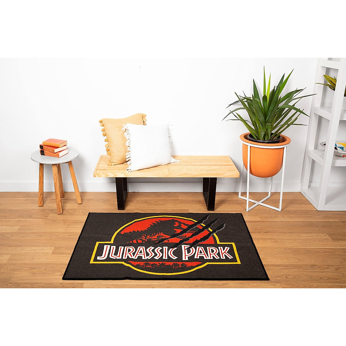 Jurassic Park Logo Printed Area Rug | Indoor Floor Mat, Accent Rugs For Living Room And Bedroom, Home Decor For Kids Playroom | Dinosaur Toys, Gifts And Collectibles | 52 x 36 Inches