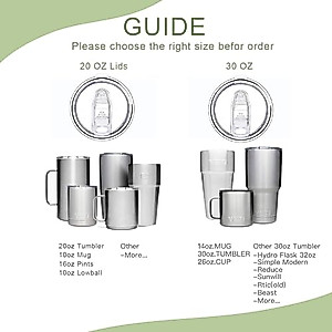 20 oz Tumbler Lid Replacement Lids Compatible for YETI 20 oz Tumbler, 10/24 oz Mug and 10 oz Lowball, 2 Pack Spill Proof Cup Lids Covers, Replacement Lids for Tumblers