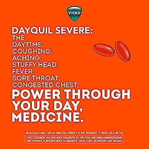 Vicks DayQuil & Super C Convenience Pack: DayQuil Severe Medicine for Cold & Flu Relief, Conveniently Packaged with Super C Energize and Replenish* Daily Supplement with Vitamin C, B Vitamins, 52ct