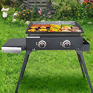 BSARTE Upgraded Griddle Stand Compatible for Blackstone Griddle Stand 17 Inch 22 Inch Table Top Griddle, for Outdoor Cooking Grill Camping with Shelf Spice Rack Tissue Holder Hooks