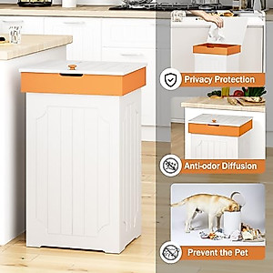 JEROAL Wood Kitchen Trash Can, Trash Can Cabinet, 23 Gallon Large Kitchen Garbage Cabinet with Lid, Dog Proof Trash Can, Recycle Trash Bin for Kitchen, Bathroom Home and Outdoor, White