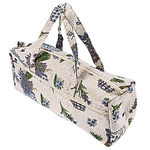 AYNEFY Handmake Knitting Bag, 17.32 x 5.51 x 6.69 inch Household Fabric Crafts Knitting Needles Storage Sweater Sewing Needles with Carry Handles Organizer Bag(Purple Flower)