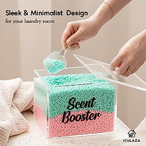 LifeLAZA Acrylic Scent Booster Container with Lid, Scent Beads Container For Laundry Beads, Laundry Dispenser Storage, Jar Box Organization Holder for Laundry Room Decor