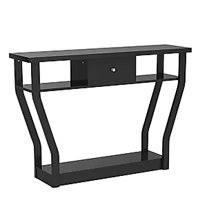 WATERJOY 47" Wooden Entryway Table with Drawer and Shelf, Accent Tables for Living Room Hallway