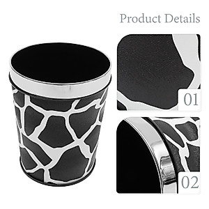 Luxshiny Round Garbage Can with Lid Office Waste Trash Can Waste Bin Bathroom Small Waste Paper Bucket for Home(Cow Print)