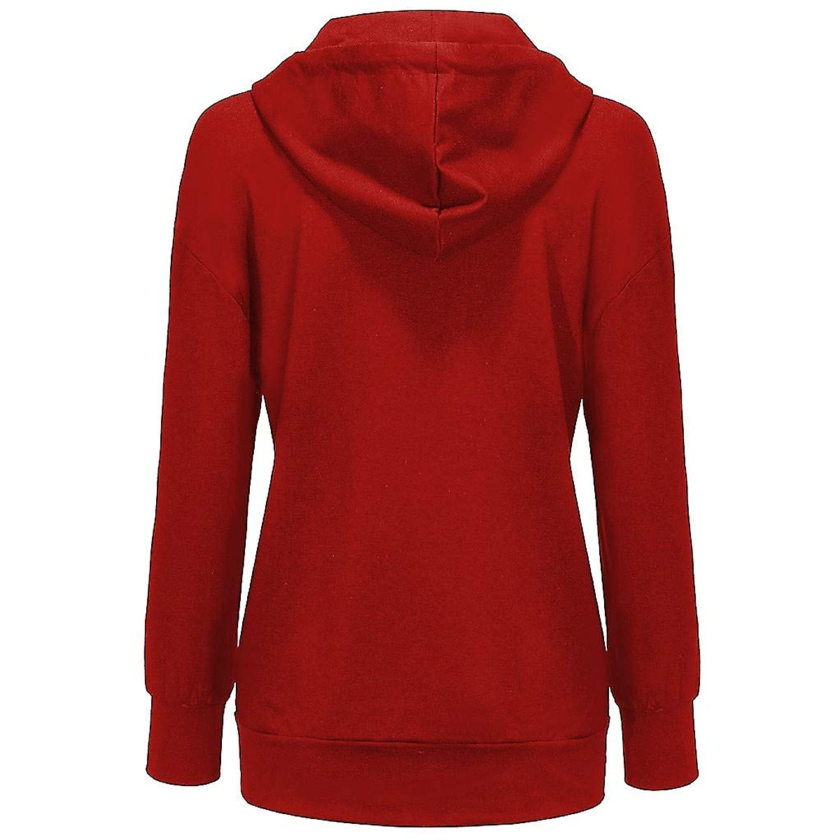 Womens Casual Hooded Sweatshirt Loose Drawstring Pullover Hoodies Plus Size Cowl Neck Long Sleeve Hoodie Blouses