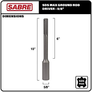Sabre Tools 5/8 Inch SDS MAX Ground Rod Driver Bit for use with Rotary Hammer Drill(5/8" Ground Rod Driver)