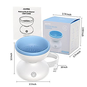 Electric Makeup Brush Cleaner Machine - Alyfini Portable Automatic USB Cosmetic Brushes Cleaner for All Size Beauty Makeup Brush Set, Liquid Foundation, Contour, Eyeshadow, Blush Brush (WhiteBlue)