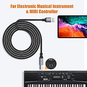 AGVEE [2 Pack 6.6ft USB Printer Cable, A to B MIDI Cable Cord, Braided Stable Data for HP Canon Epson Brother Printer, Piano, Midi Controller, Midi Keyboard, Audio Interface Recording, Dark Gray