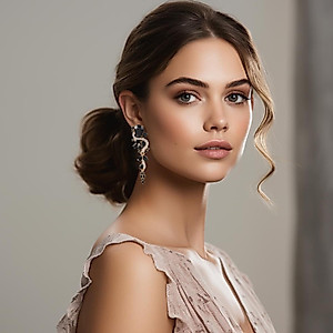 VANGETIMI Black Gold Fashion Rhinestone Statement Drop Dangle Earrings Long Multi Crystal Bridal Wedding Teardrop Chandelier Earrings for Women Pageant