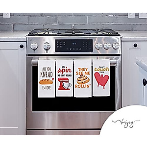 Microfiber Dish Towels Funny Kitchen Towel Set of 4 - Best Housewarming Gifts for New Home Kitchen, Tea Towels for Kitchen Funny, Mom Kitchen Gifts, Baking Themed Dish Towels with Sayings