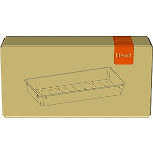 Lifewit Silverware Drawer Organizer, 5.75" x 11.65" Clear Utensil Tray for Kitchen Drawer, Stackable Plastic Flatware and Cutlery Storage Box Divider for Spoons Forks Knives Tools, 4 Pack