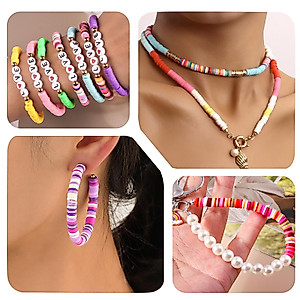 4500pcs White Clay Beads Kit for Bracelet Making Including 6mm Flat Polymer Clay Heishi Beads and Gold Bead Pearls Spacers Letter Beads for Jewelry Necklace Making