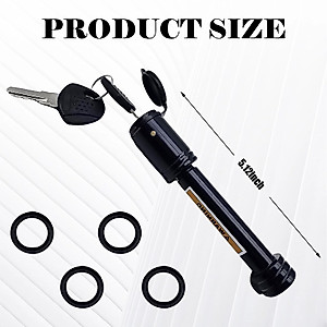 UGSHY 1 PC Trailer Hitch Lock, Pin Diameter 5/8" Fits 2" Receiver, Anti-Theft Locking Hitch Trailer Lock with Key, Universal for Most Trailer, Truck, RV Accessories (Black)