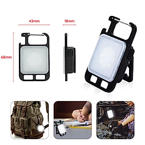 MMXIANG Cob Keychain Work Light, 3000lm Waterproof Led Keychain Flashlight, 4 Light Modes Keychain Light Emergency Light with Magnet Base,Bracket,Bottle Opener - 3 Packs