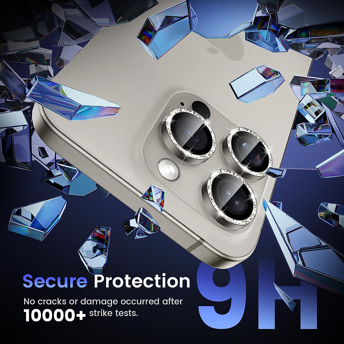 Tensea for iPhone 16 Pro Max/16 Pro/15 Pro Max/15 Pro/12 Pro Max Camera Lens Protector, Metal Aluminum Alloy Tempered Glass Cover Camera Screen Protector Accessories, Case Friendly