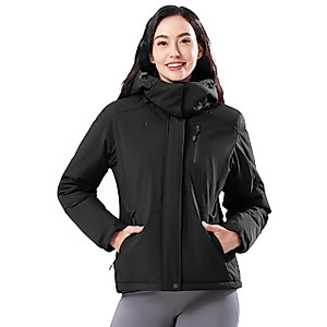 CAMELSPORTS Women's Waterproof Snow Ski Jakcet Fleece Warm Winter Coat Hooded Windproof Insulated Snowboarding Jacket