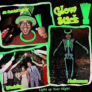 ILHSTY 100 pk 8'' Green Glow Sticks Glow Necklaces In The Dark Party Favors Supplies Bright GlowSticks Bulk for Birthday Easter Valentine Mardi Gras Christmas St. Patrick Halloween Party (Green*100)