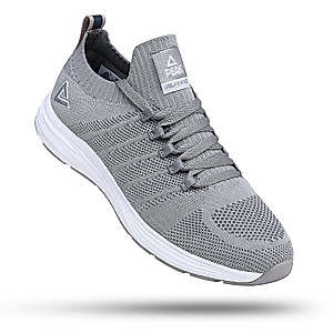 PEAK Mens Lightweight Walking Shoes Comfortable Slip On Sports Sneakers for Tennis, Gym, Running, Casual Workout Grey