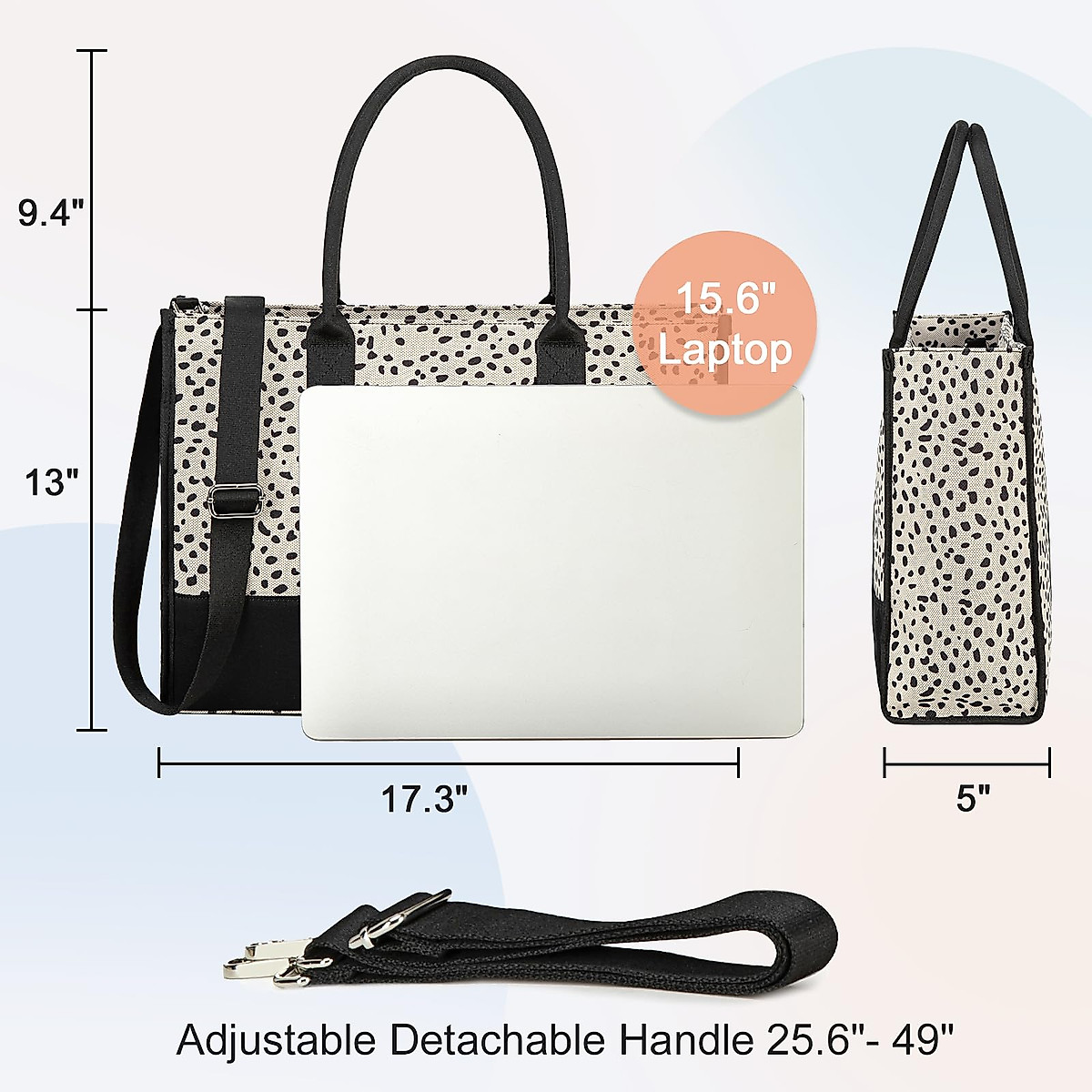 LOIDOU Laptop Tote Bag for Women 15.6 inch Canvsa Work Tote Bag Computer Bag Large Capacity Teacher Handbag Shoulder Bag