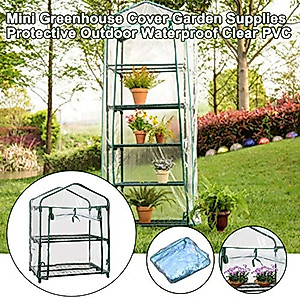 QOONESTL 2/3 Tier Mini Greenhouse with Clear Cover, Replacement Heavy Duty Waterproof PE/PVC Greenhouse Cover, Garden Plant Cover for Gardening Plants Protection