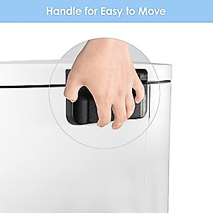 Increkid 13.2 Gallon Trash Can, Stainless Steel Kitchen Garbage Bin with Inner Buckets and Hinged Lid, Rectangular Step on Dustbin, Soft-Close, Airtight for Home Office Bathroom Mall（50 L） (White)