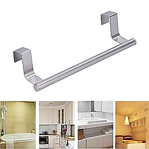 Garosa Bath Towel Bar Stainless Steel Hangable Towel Rack Punch Free Hanging Buckle Kitchen Towel Holder Single Bars Dish Cloth Hanger for Cabinet Bathroom Kitchen (36cm)