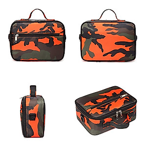 BLUEFAIRY Boys Backpacks Set for Kids Elementary School Bag with Lunch Box Teens Primary Middle School Book Bags Bookbag Schoolbag Sturdy Travel Lightweight Gifts Camo Orange