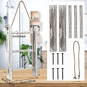 2 Pcs Hand Towel Ladder 3 Tier Wall Hanging Towel Ladder Wooden Farmhouse Towel Stand Mini Tea Towel Ladder Rustic Hand Towel Storage Rack with Top Rope for Whitewashed Towel Ladder