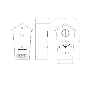 KOOKOO BirdHouse Blue, modern design cuckoo clock with 12 natural bird voices or cuckoo call