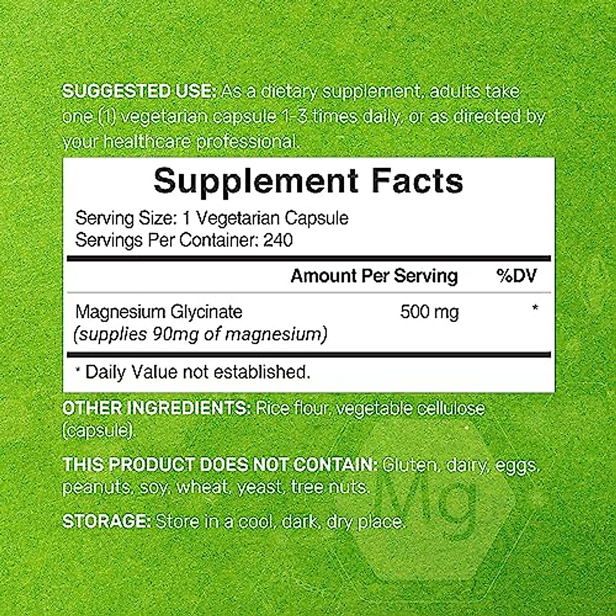 Magnesium Glycinate 500mg, 240 Veggie Capsules | Chelated for Easy Absorption | Highly Purified Essential Trace Mineral for Muscle, Joint, Heart, & Digestive Health