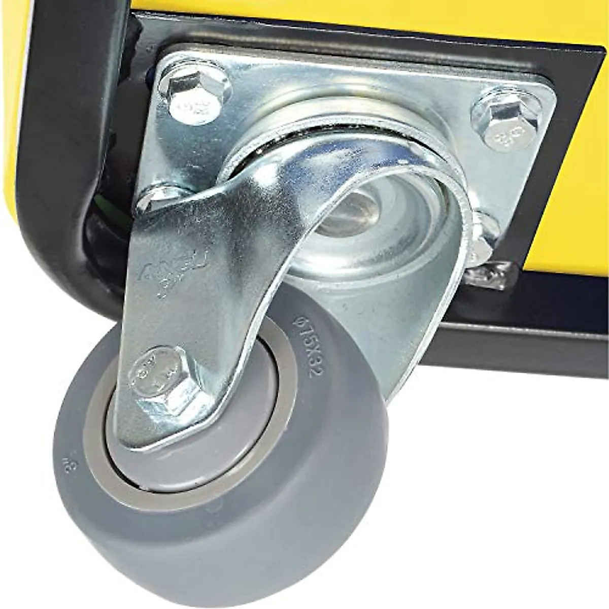 Global Industrial 16 Bushel Plastic Bulk Box Truck, Steel Chassis Base, Yellow, 42-3/5"L x 30" W x 35-3/5"H