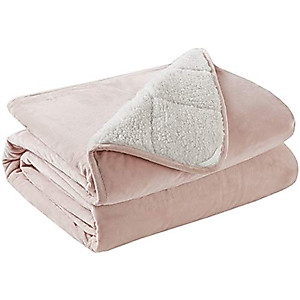 Degrees of Comfort Soft Sherpa Weighted Blanket 7 lbs for Kids, Pink Dual Sided Cozy Fluffy Heavy Throw, Ultra Fuzzy Blankets with Plush Flannel Top, 41"x 60" Blush