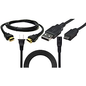 BRENDEZ Replacement Set of Cables,- HDMI Cable with Ethernet Male to Male + USB Cable + Power Cord Compatible with Sony PlayStation 4 Pro and PlayStation 4 PS4 Gaming Console (6-FEET)