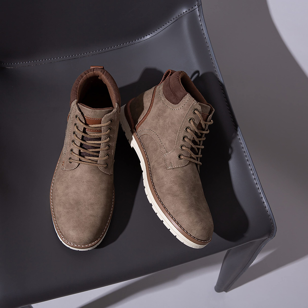 Vostey Men's Boots Casual Hiking Boots Winter Boots for Men Water-Resistant Chukka Boots (BMY673 Khaki Size 15)