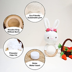 Bunny White Bunny rattles Toy for Young Children, Handmade Woolen Toy with Strict Quality Testing Process, usable as House Decoration (White Bunny Rattles)