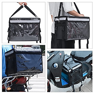 Large Insulated Food Delivery Bag with Fixed Base and Internal Frame, XL-18.1"x13.8"x13.8", Commercial Insulated Food Delivery Bag w/ Divider, Waterproof & Foldable Catering Bag Food Deliveries, Black