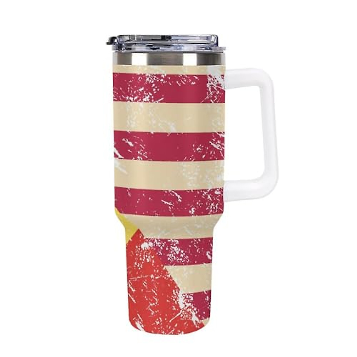 U.S. And Congo Retro Flag Insulated Tumblers with Handle Stainless Steel Coffee Mug Funny Travel Cup with Lid Straw 40oz
