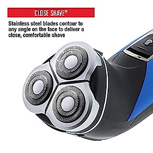 Barbasol Rechargeable Electric Wet and Dry Rotary Shaver with Stainless Steel Blades and Pop Up Trimmer