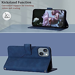 Moment Dextrad for iPhone 13 Wallet Case/iPhone 14 Case Wallet,[Kickstand] [Wrist Strap] [Card Holder Slots] TPU Interior Protective Leather Flip Cover for iPhone 14/13 (Blue)