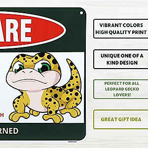 Venicor Leopard Gecko Sign Decor - 8 x 12 Inches - Aluminum - Leopard Gecko Tank Accessories Supplies Toy Gift