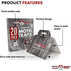 20 Pack Pantry Moth Traps - Safe and Effective for Food and Cupboard - Glue Traps with Pheromones for Pantry Moths - Trap a Pest