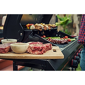 Megamaster 720-0982 5 Burner Propane Barbecue Gas Grill, Side Shelves with Hooks, for Outdoor Cooking, Patio, Garden Barbecue Grill, 50000 BTUs, Open Chart, Black