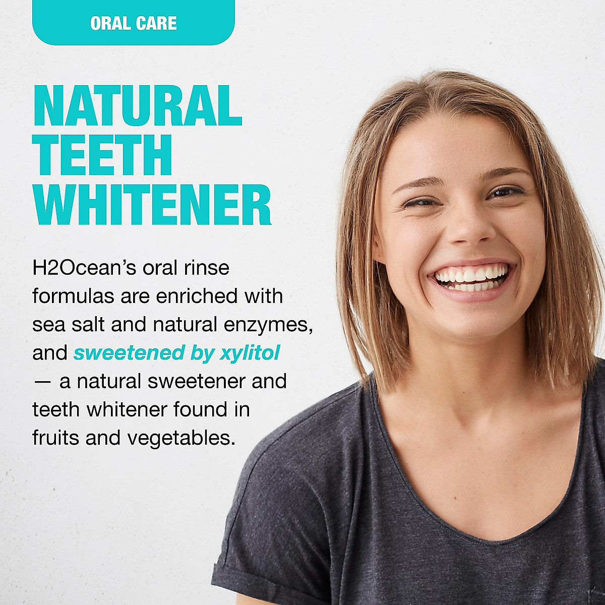 H2Ocean Healing Rinse Natural Sea Salt Oral Care - Mouth Rinse for Oral Care - Great for Piercings, Sore Throats & Gum Health - Alcohol- & Fluoride-Free Mouthwash - Lemon Ice, 16 oz