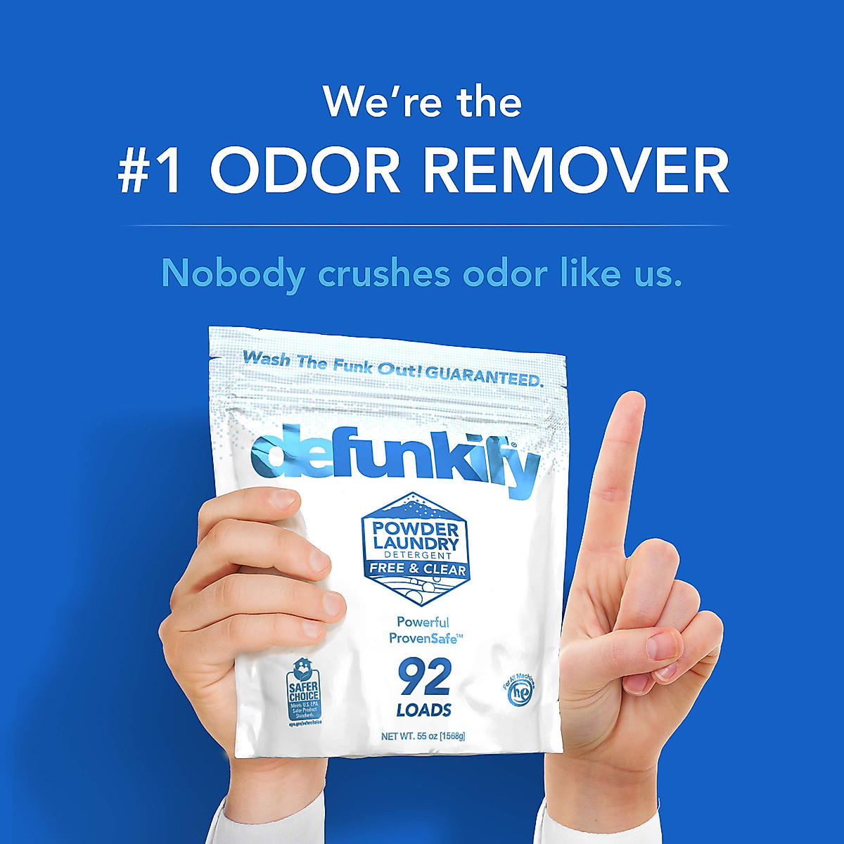 Laundry Detergent Powder, 92 Load/55oz. 'Free & Clear' Powder Laundry Detergent for Sensitive Skin. ProvenSafe™ Laundry Stripper Washing Detergent w/Odor & Stain Remover for Activewear & All Fabrics