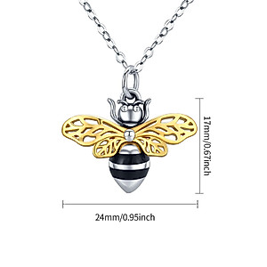TRISHULA Cremation Jewelry 925 Sterling Silver Bee Pendant keepsake Urn necklaces for Women
