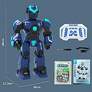 STEMTRON RC Robot Toy, Smart Robot 2.4GHz Intelligent Voice Controlled Robot Gesture Sensing Remote Control Robot for Kids Age 6 7 8 9 10 12 Year Old Boys Girls Birthday Gift Present (Blue)