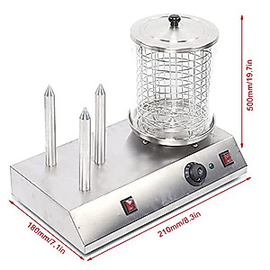 Commercial Electric Hot Dog Steamer 538W Stainless Steel Hot Dog and Bun Warmer, Hot Dog and Bun Toaster for Western Restaurant Equipment Casual Fast Food Equipment and Tea Restaurant Settings(110V)