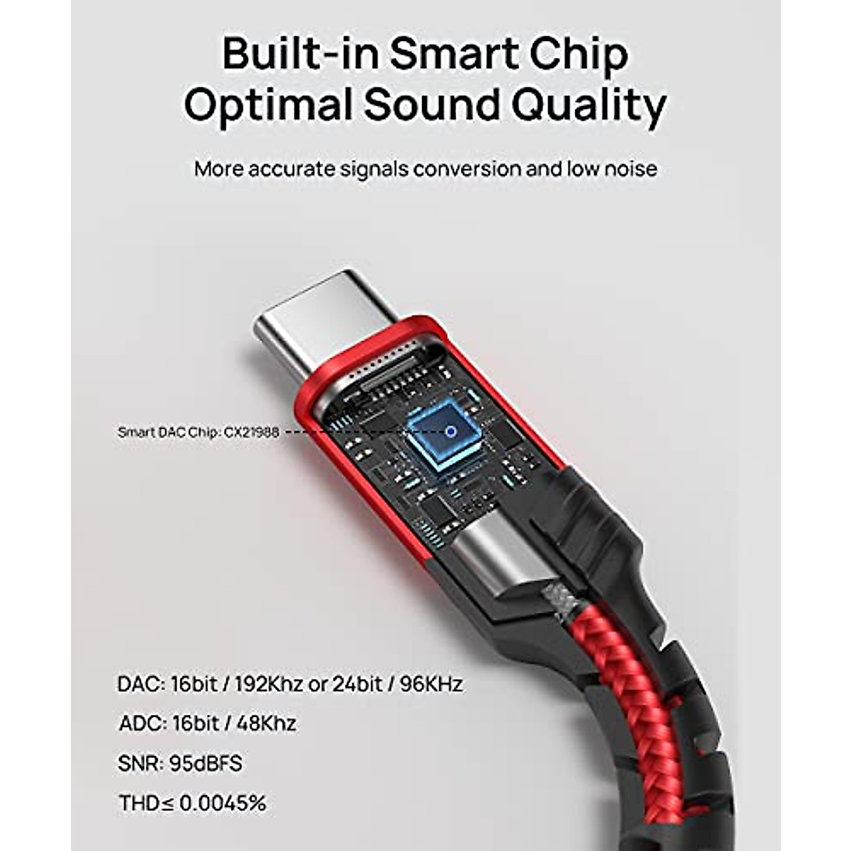 JSAUX USB C Microphone Adapter, USB C to Dual 3.5mm Female Aux Headphone Jack Y Splitter Mic Audio Adapter, Compatible with Samsung Galaxy S21/S20 ,Pixel 4/3/2 XL,Huawei P40/P30 Pro/P20,Oneplus 7-Red